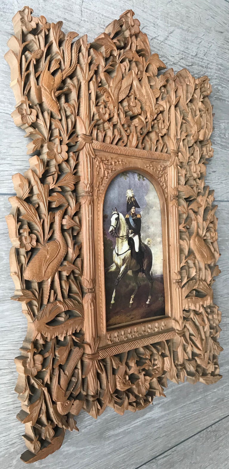 Rare Early 1900s Finely Hand Carved Flowers and Animals Sculpture ...