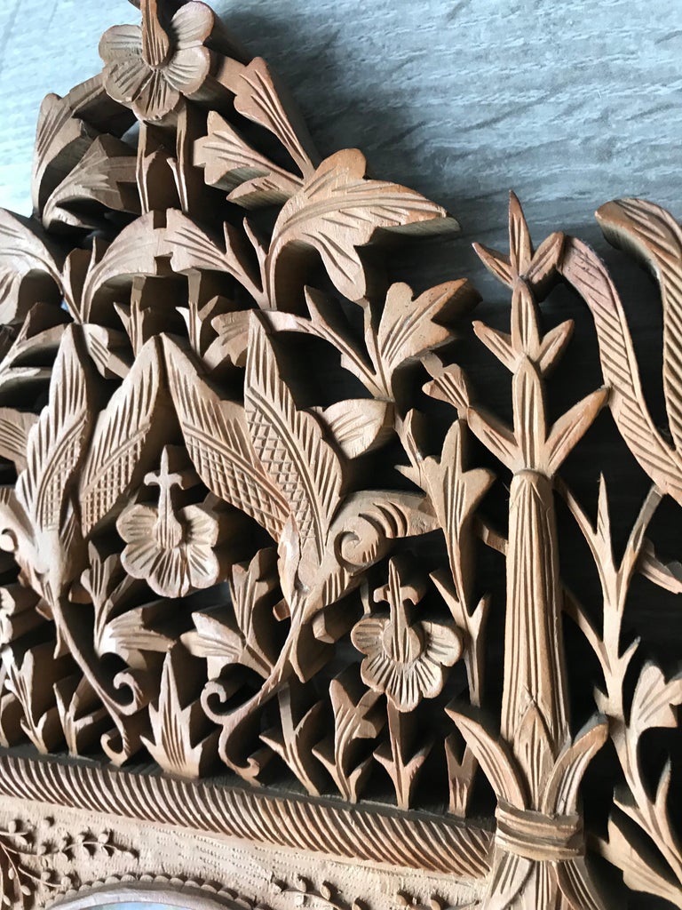Rare Early 1900s Finely Hand Carved Flowers and Animals Sculpture ...