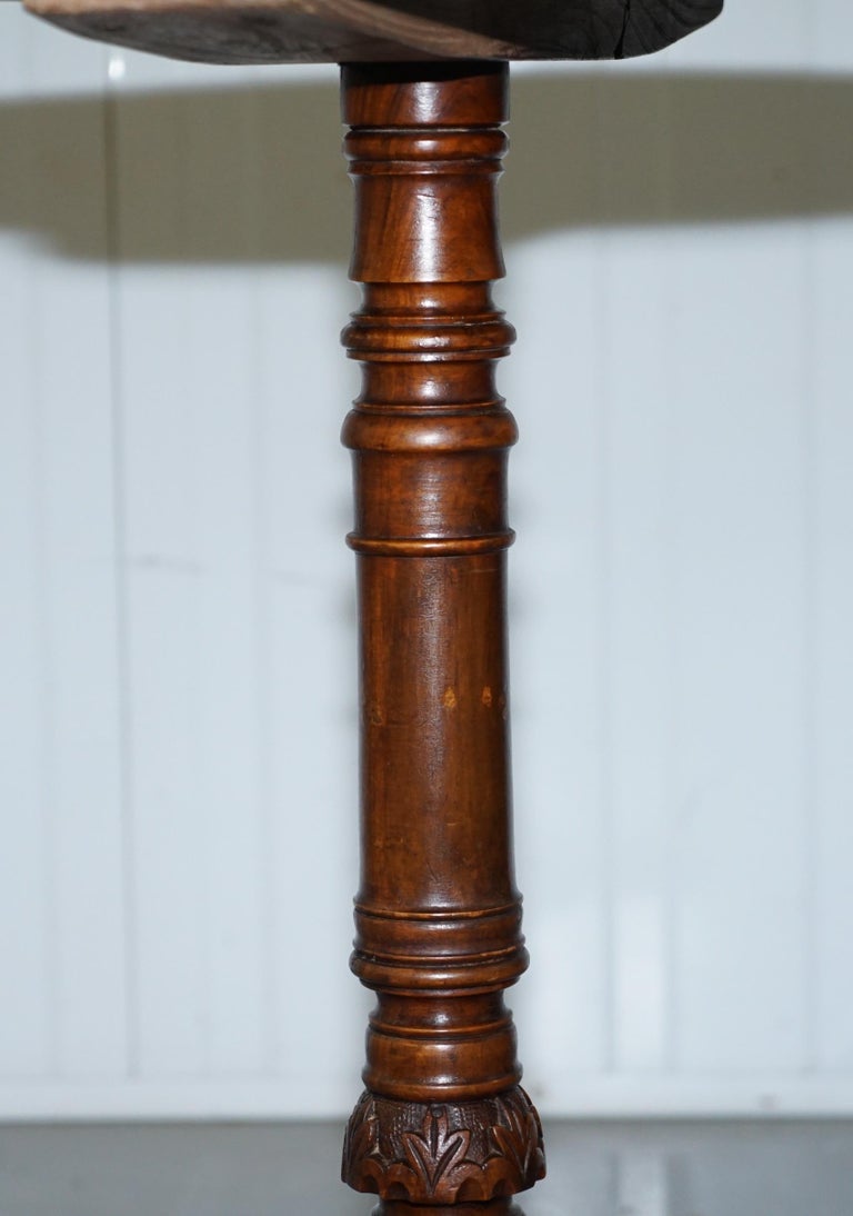 Rare Early 19th Century Burr Walnut Tripod Side Label Victorian Ornate ...