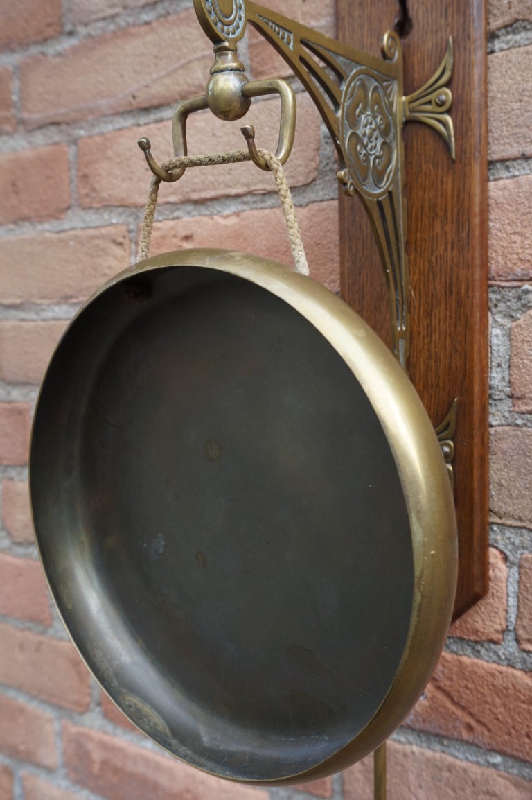 Rare Early 20th Century Brass and Oak Arts and Crafts House Gong for ...
