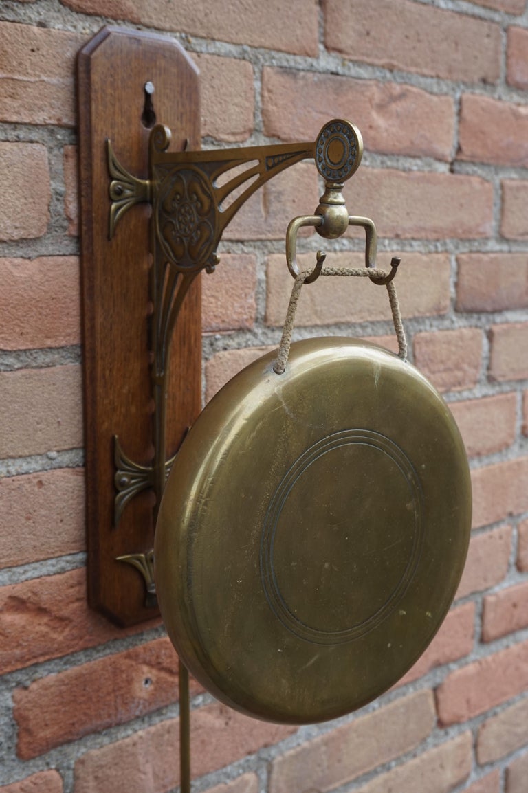 Rare Early 20th Century Brass and Oak Arts and Crafts House Gong for ...