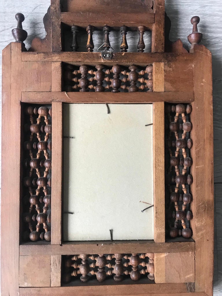 Rare Pair of Antique Handcrafted Wooden and Inlaid Picture Frames, c ...