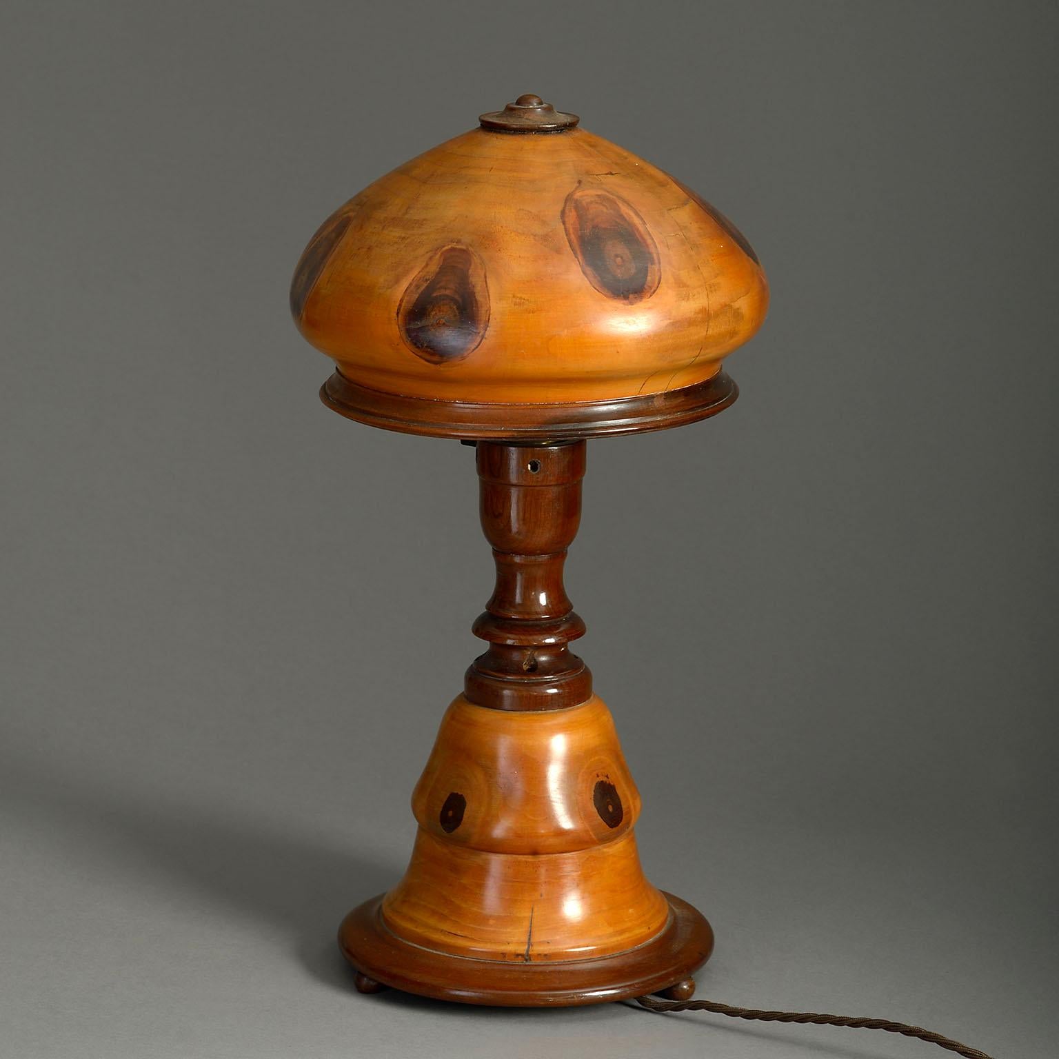 Rare Early 20th Century Olive Wood Table Lamp For Sale at 1stDibs