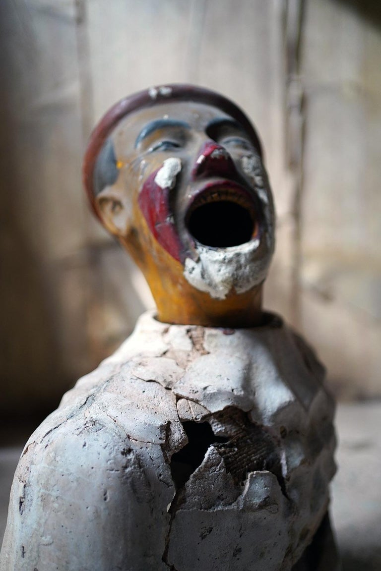 Rare Early 20thC Painted Plaster Laughing Clown Fairground Ball-Toss ...