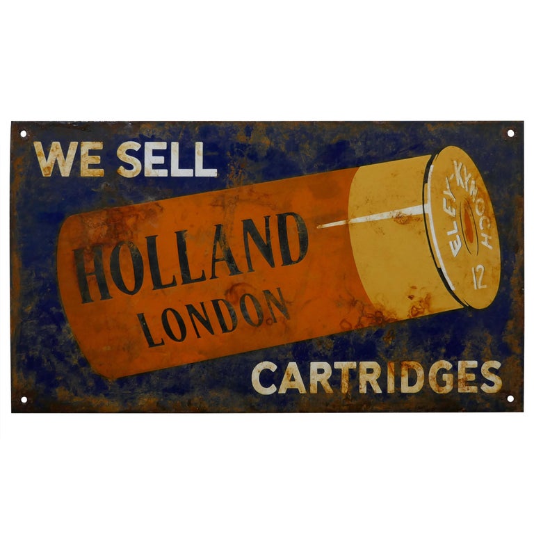 Rare Early Enamel Sign Advertising Eley-Knoch Shot Gun Cartridges For ...