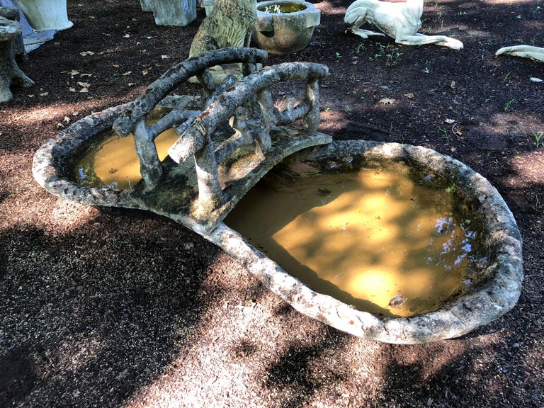 Rare Early French Faux Bois Pond with Arched Bridge For Sale at 1stDibs