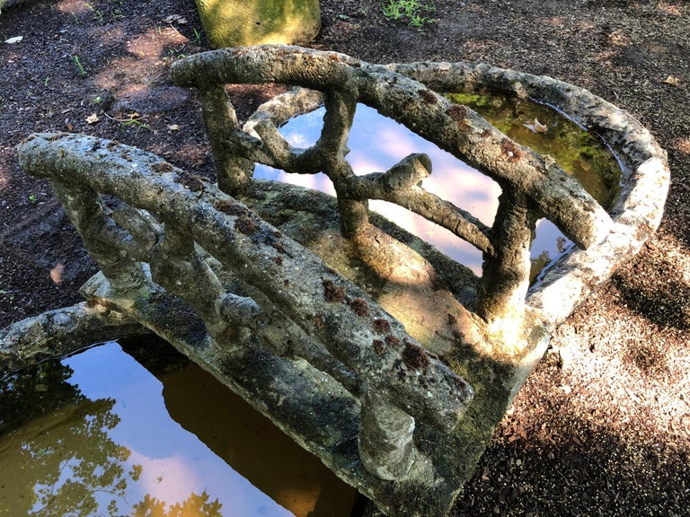 Rare Early French Faux Bois Pond with Arched Bridge For Sale at 1stDibs