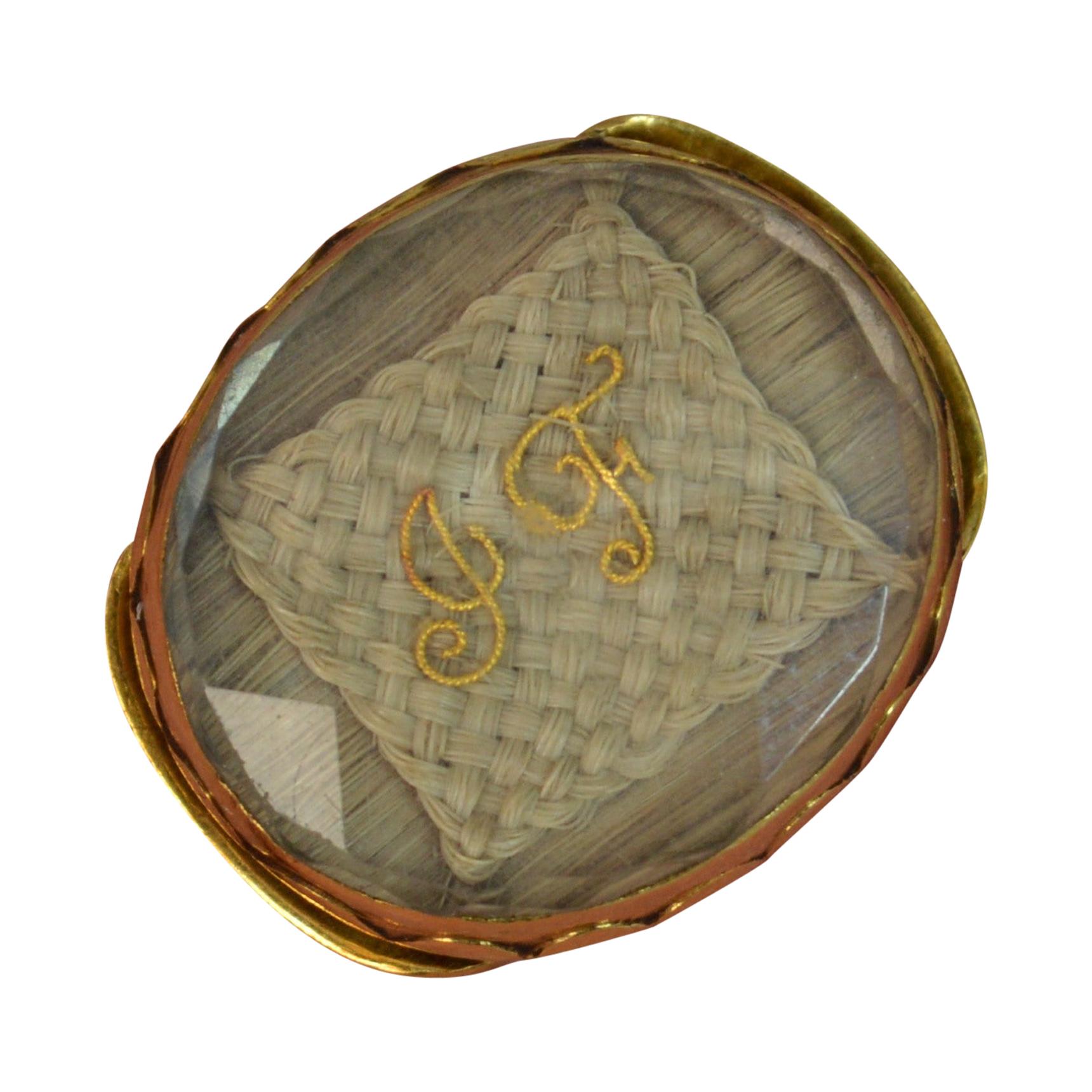 Rare Early Georgian Era Stuart Crystal 15 Carat Gold Slider with Hair ...