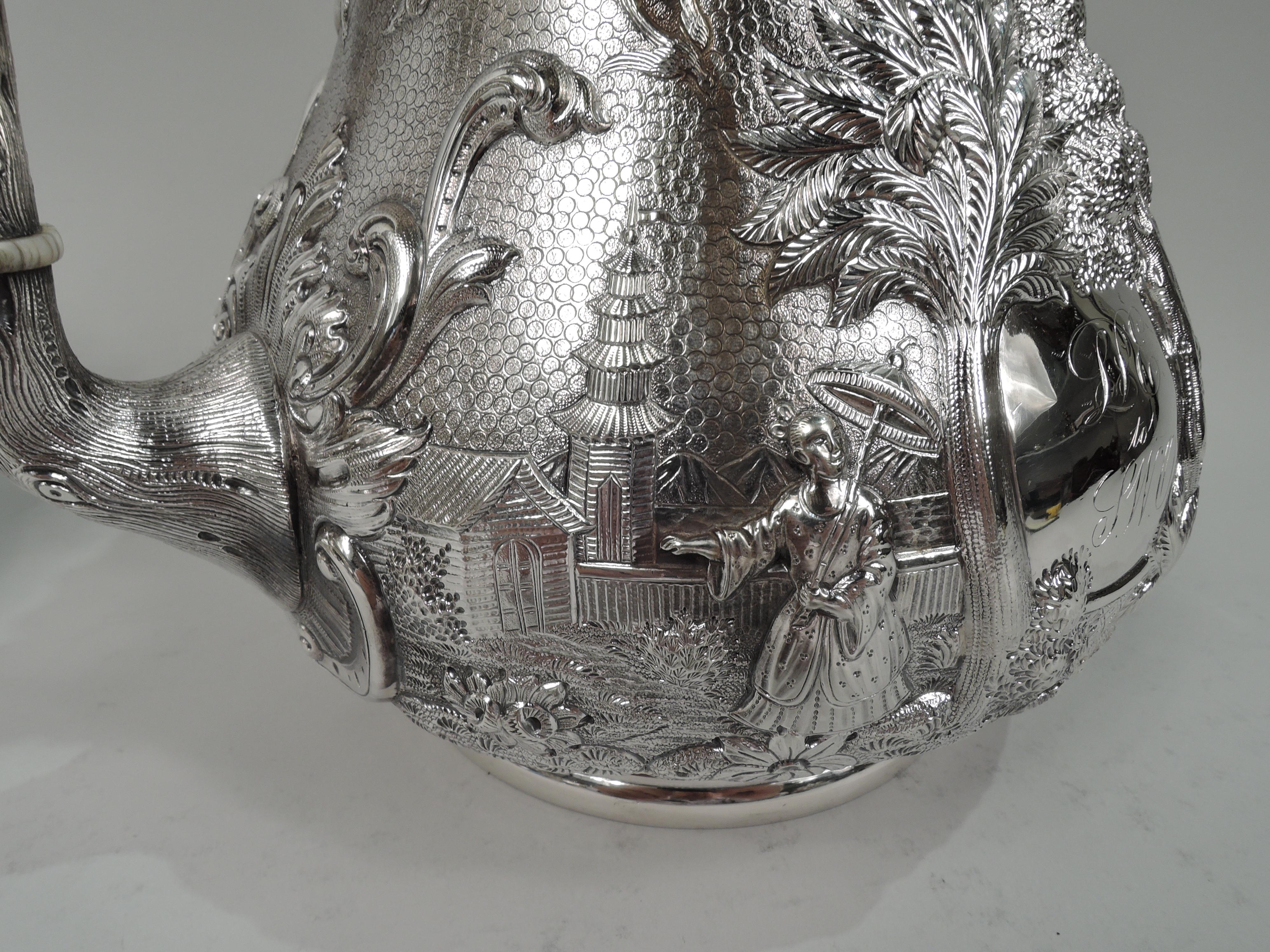 Rare Early Tiffany Rococo Chinoiserie Coin Silver Coffee and Tea Set ...