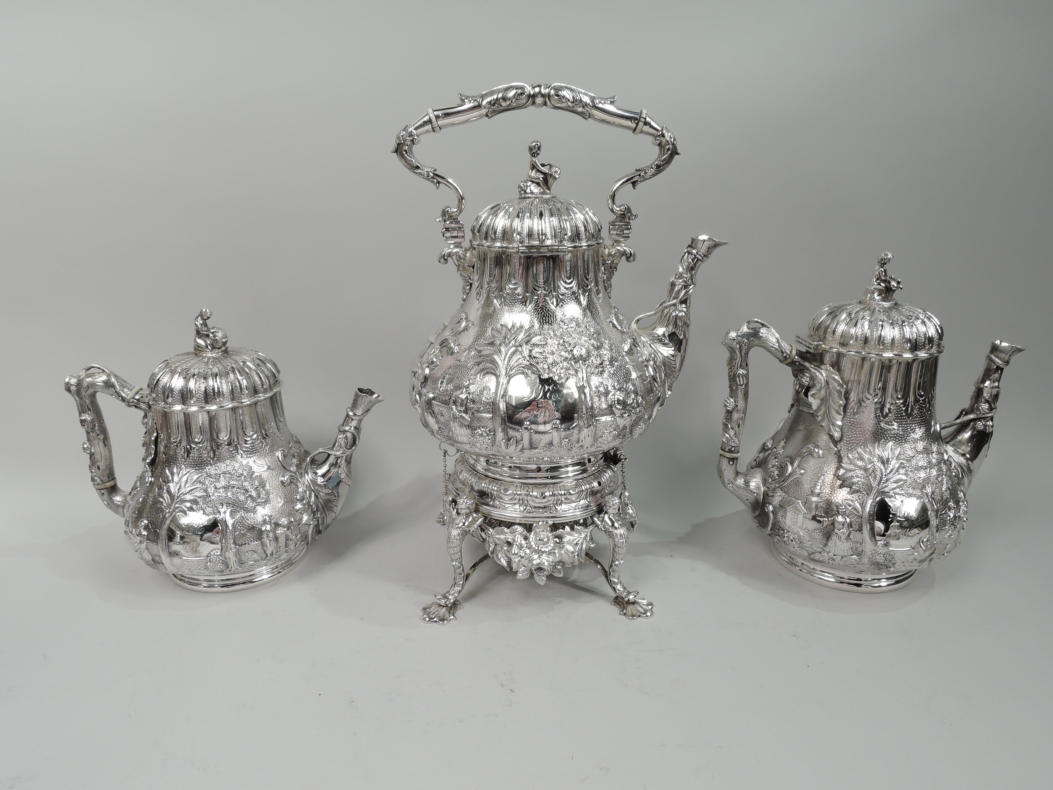 Rare Early Tiffany Rococo Chinoiserie Coin Silver Coffee and Tea Set ...