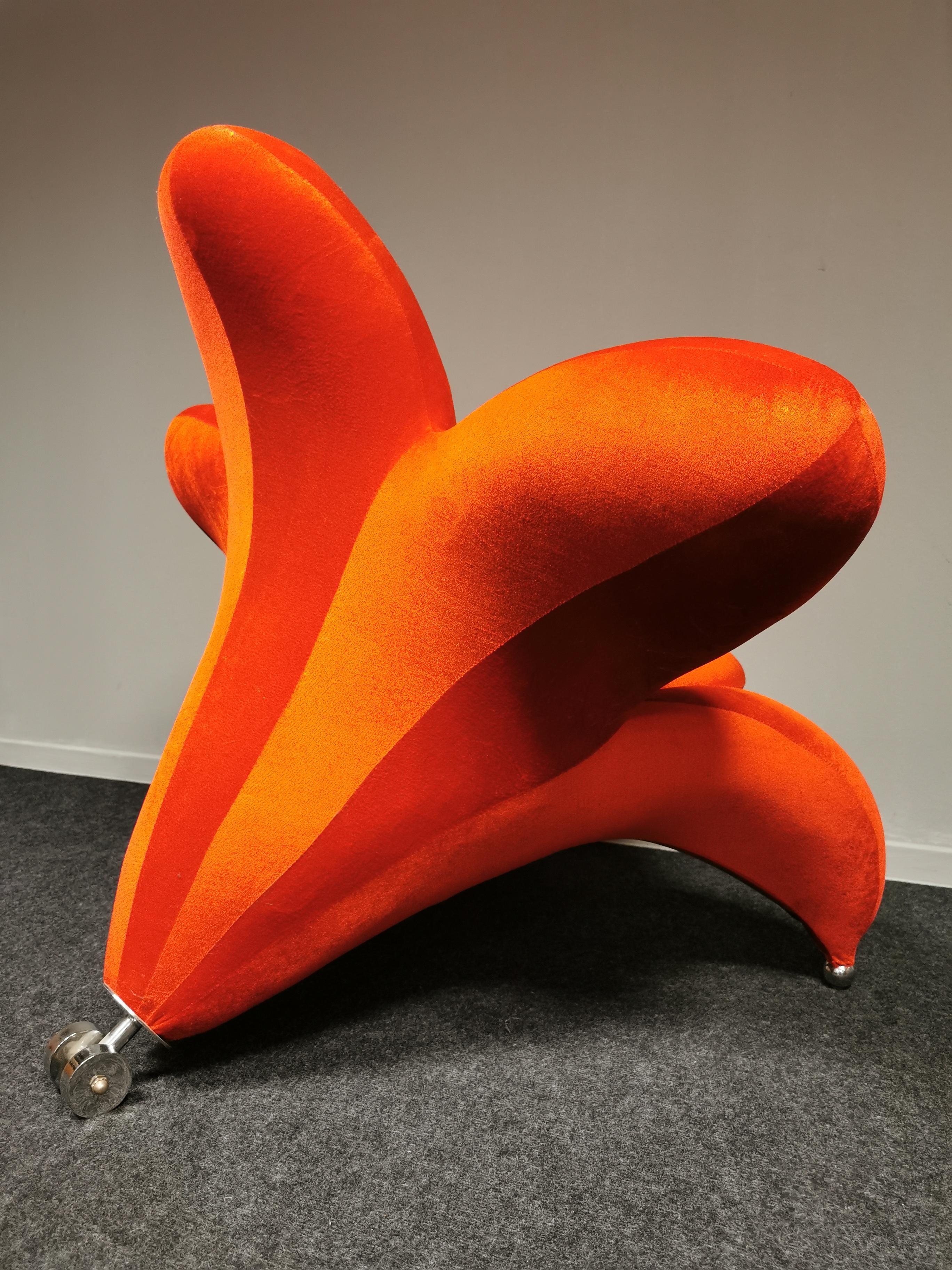 Rare Easy Chair Masanori Umeda Getsuen Lily Red from Edra Around 1990 ...