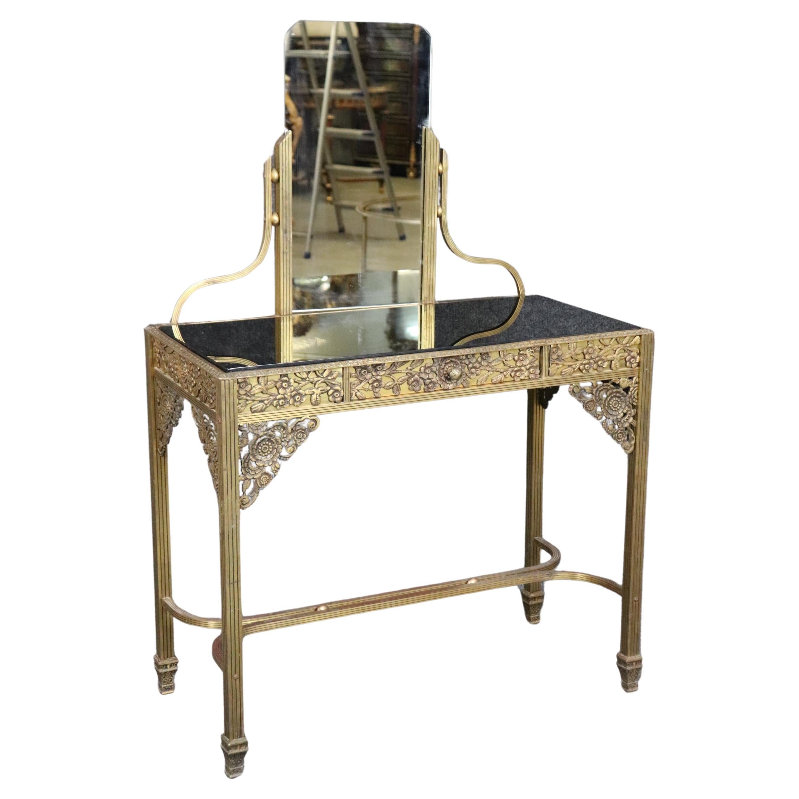 Raro tocador de bronce floral francés estilo Art Decó de Edgar Brandt ...