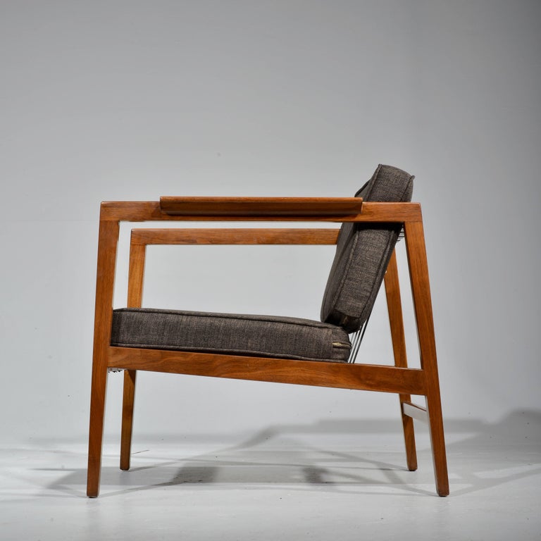 Rare Edward Wormley Walnut Open-Arm Lounge Chair at 1stDibs