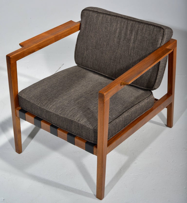 Rare Edward Wormley Walnut Open-Arm Lounge Chair at 1stDibs