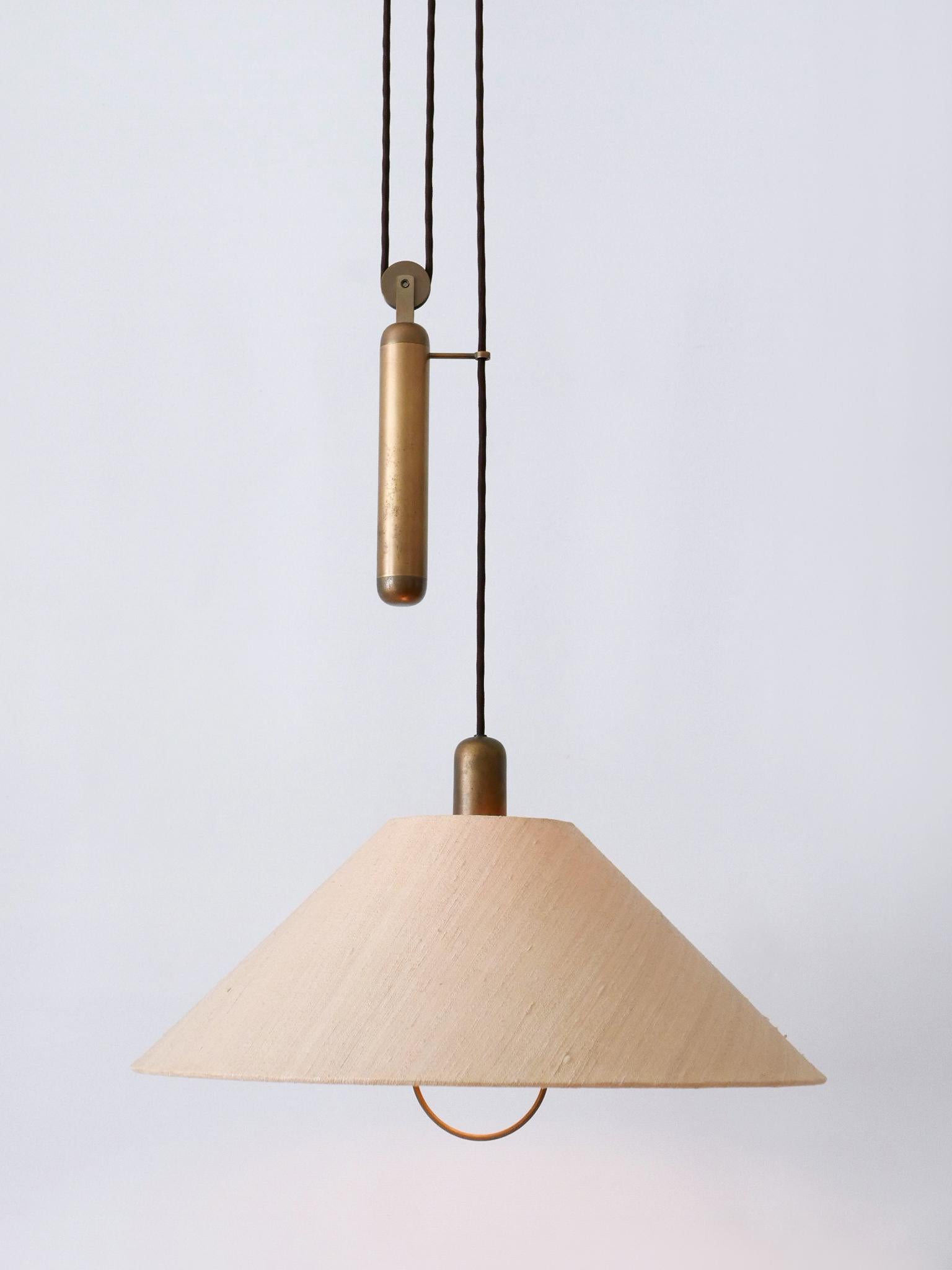 Rare Elegant Mid Century Modern Counterweight Brass Pendant Lamp ...