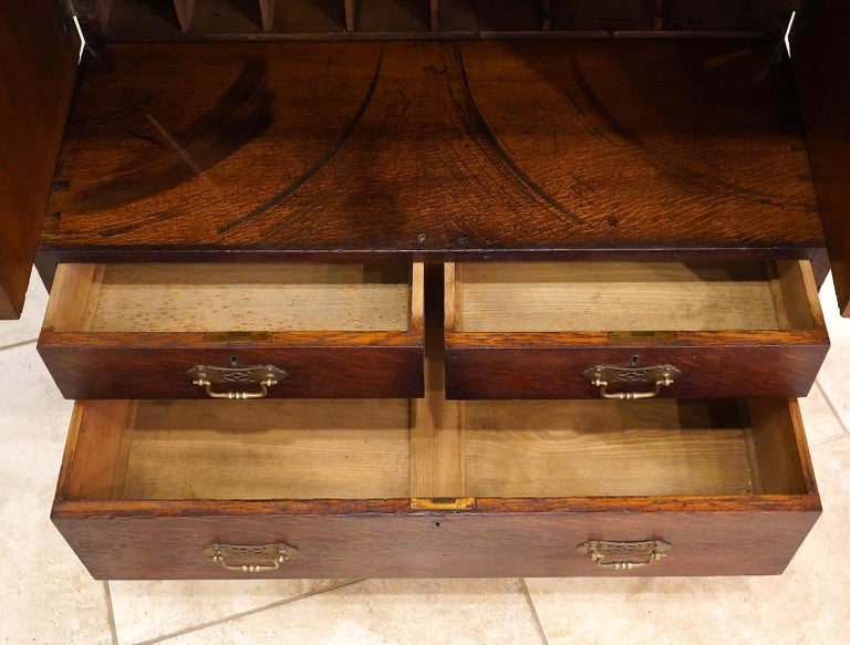 Rare English Oak Wooton Style 19th Century Desk with Rotating Drawers ...