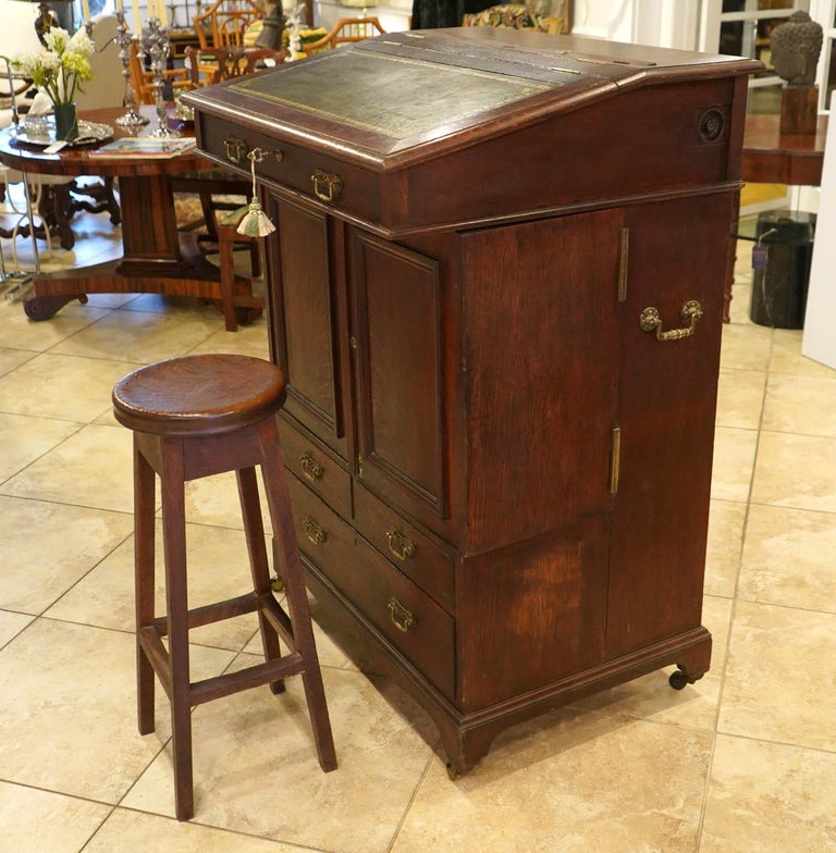 Rare English Oak Wooton Style 19th Century Desk with Rotating Drawers ...