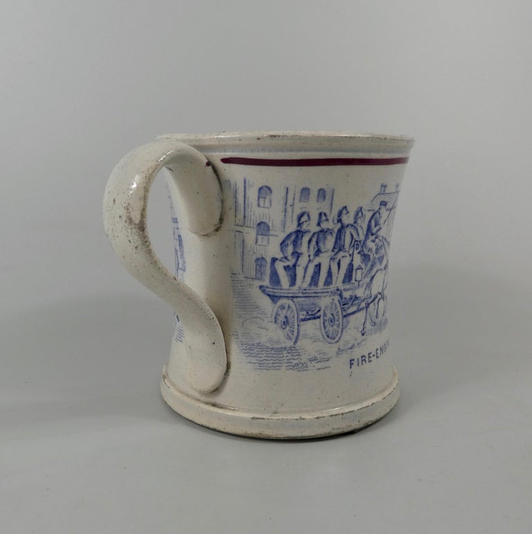 Rare English Pottery Mug ‘Fire Engine’, Dated 1876 at 1stDibs