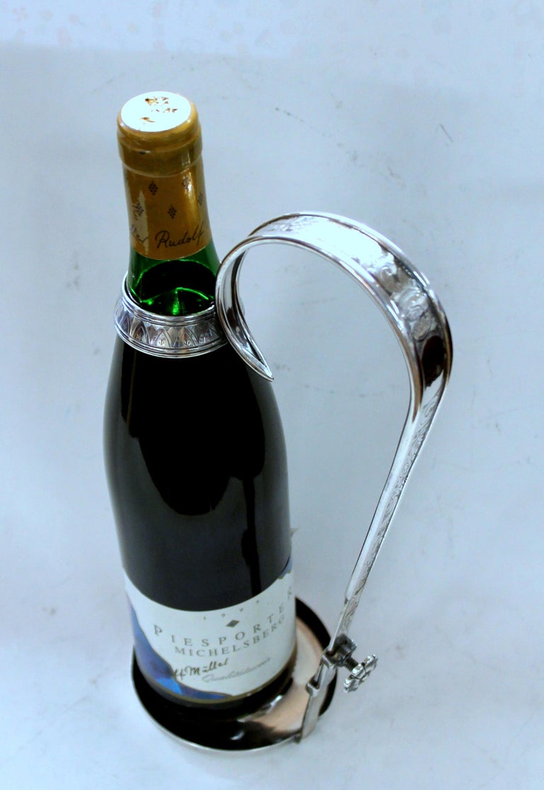 Rare English Silver Plate Hand Engraved Wine Bottle Holder, Wilkinson ...