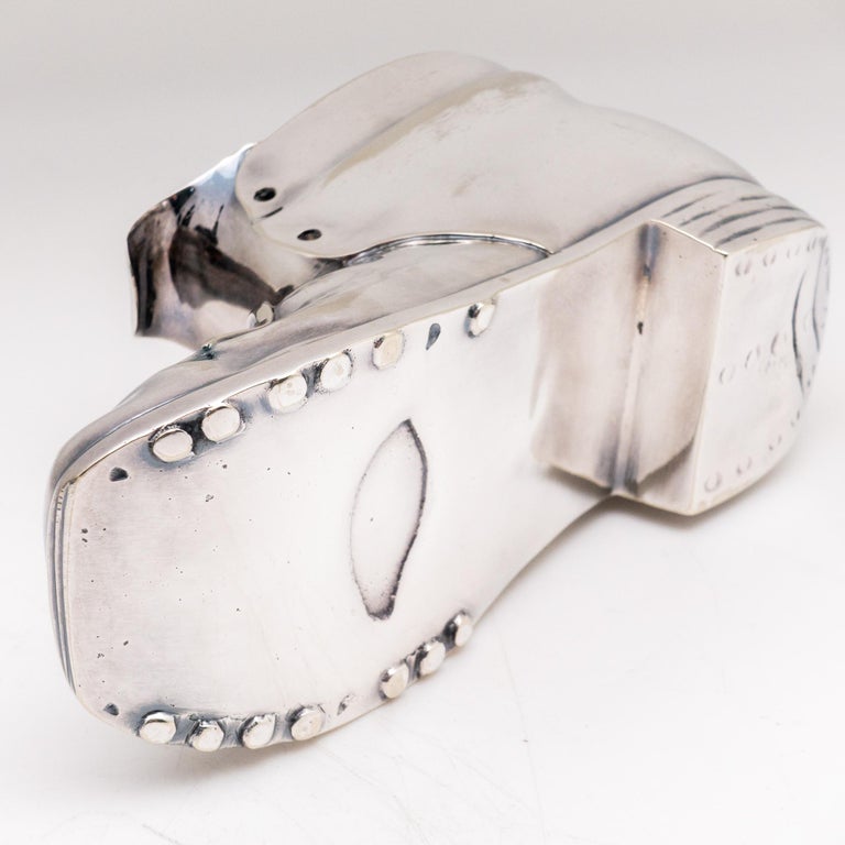 Rare English Victorian Silver Plated Leather or Hobo Shoe Spoon Warmer ...