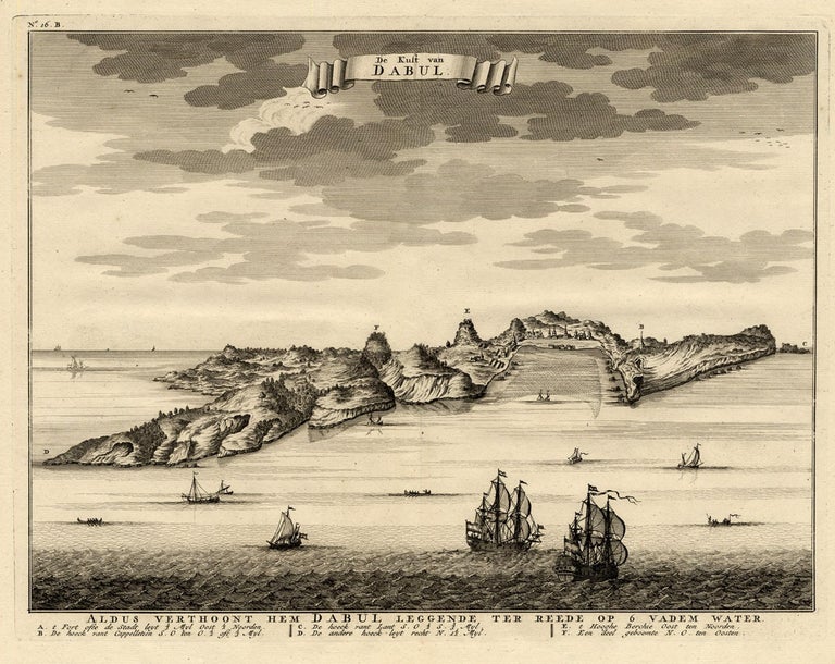 Rare Engraving of the Coast of Dabhol or Dabul, Ratnagiri, Maharashtra ...