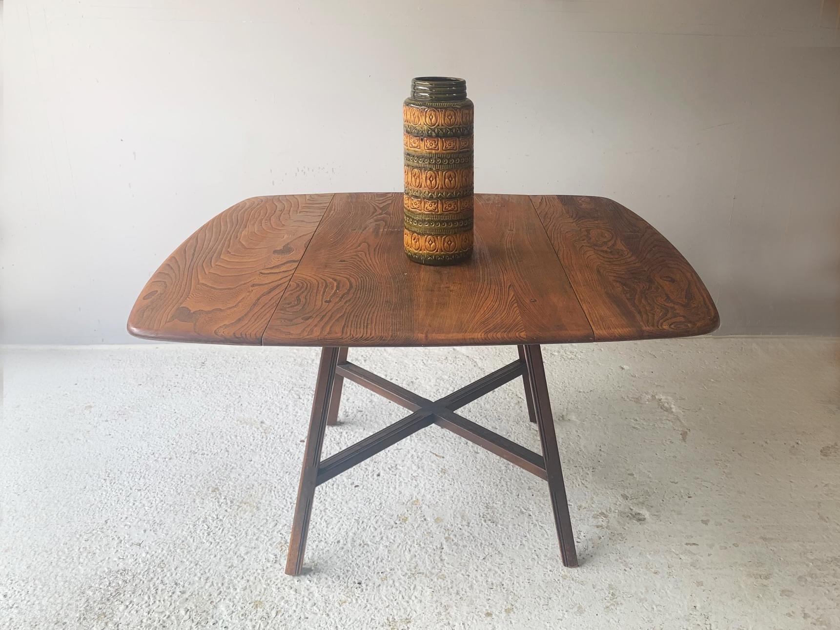 Rare Ercol large drop leaf table - 1950’s ‘Old Colonial 377” with blue ...