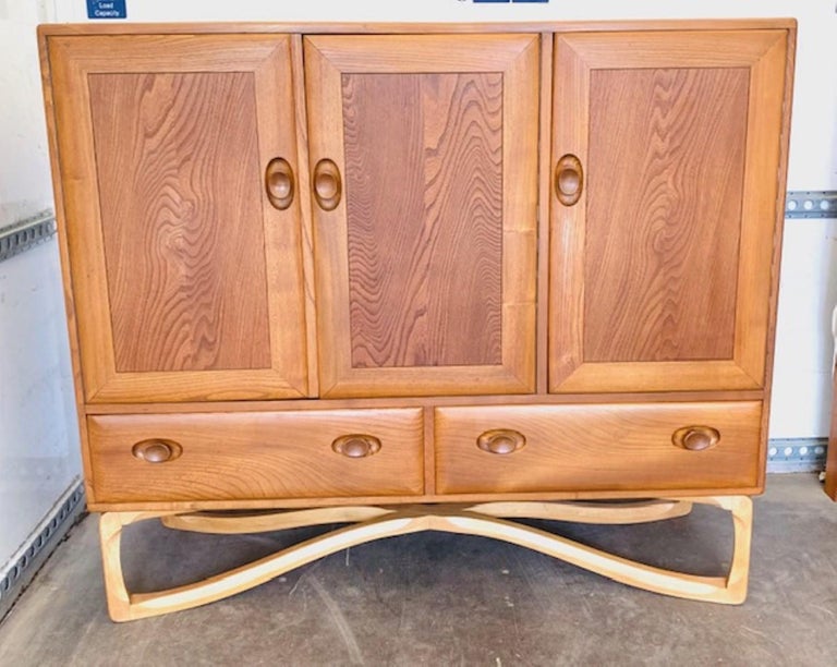 Rare Ercol Tall Sideboard / Drinks Cabinet, English, by Lucian Ercolani ...