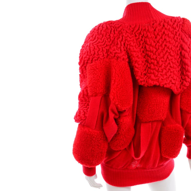 Rare Escada 1980s Red Knit Avant Garde Oversized Vintage Sweater at ...