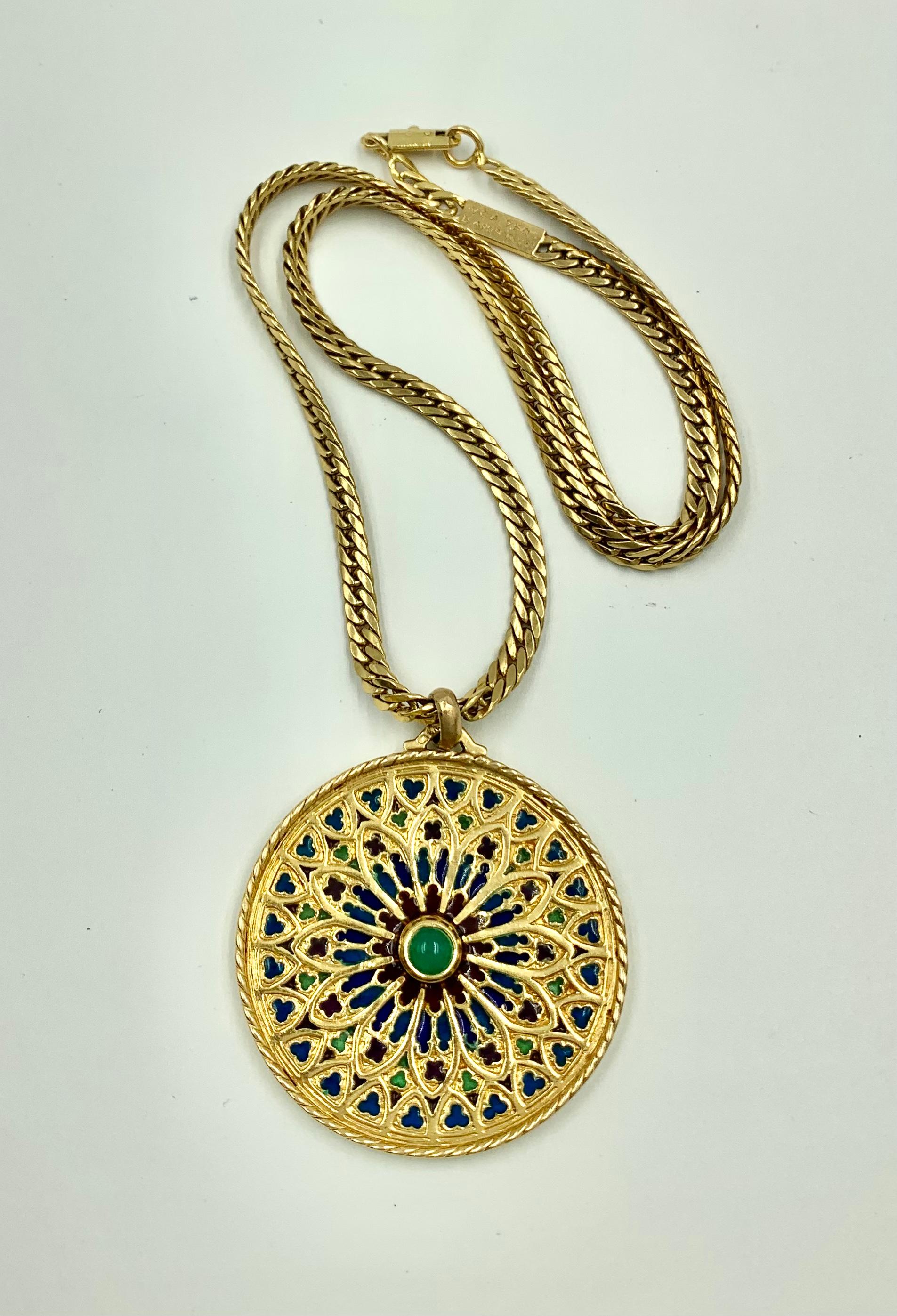 Rare Estate Van Cleef and Arpels Plique-a-Jour Enamel 18K Gold Necklace ...