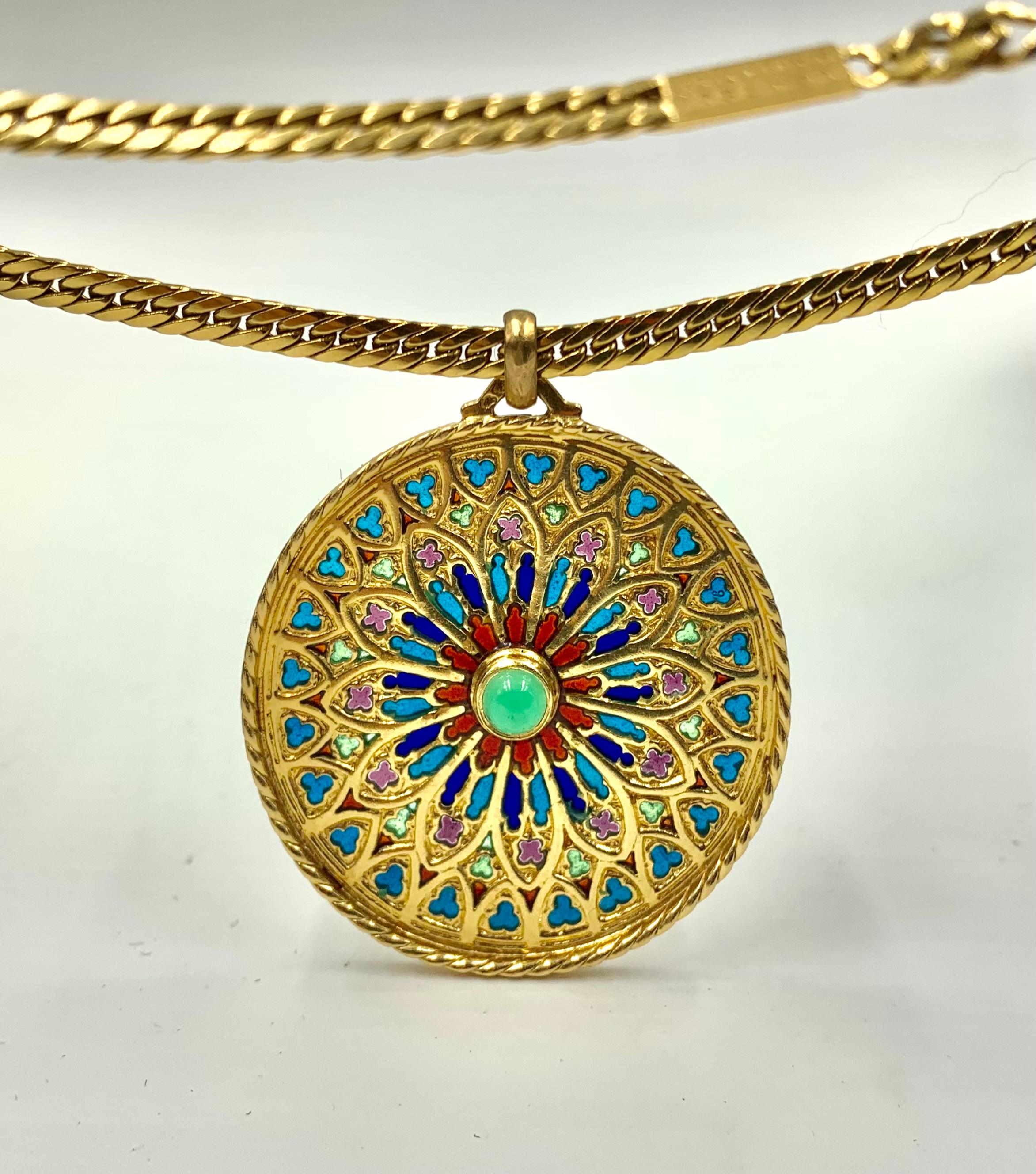 Rare Estate Van Cleef and Arpels Plique-a-Jour Enamel 18K Gold Necklace ...