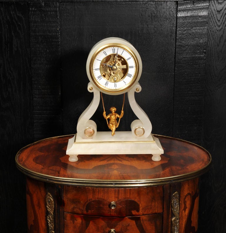 Rare Eugéne Farcot Maiden On A Swing Boudoir Antique French Clock At 1stdibs