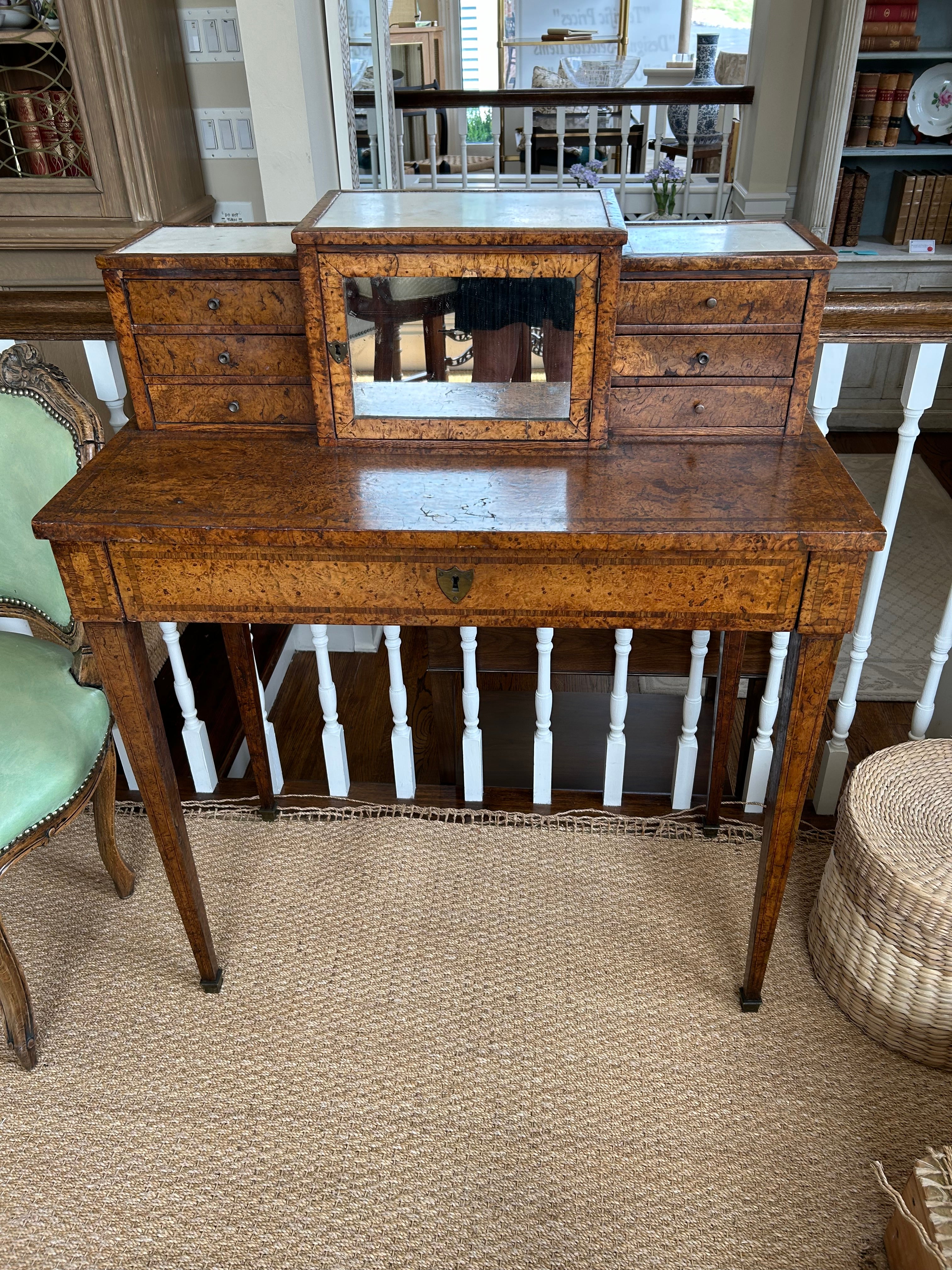 Rare Exquisite Maple Small Writing Desk or Dressing Table with White ...
