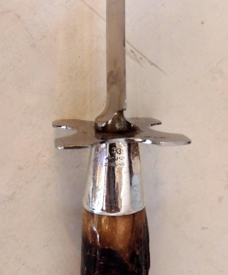 Extensive Carving Set Antler Horn Handles and Sterling Silver Six-Piece ...