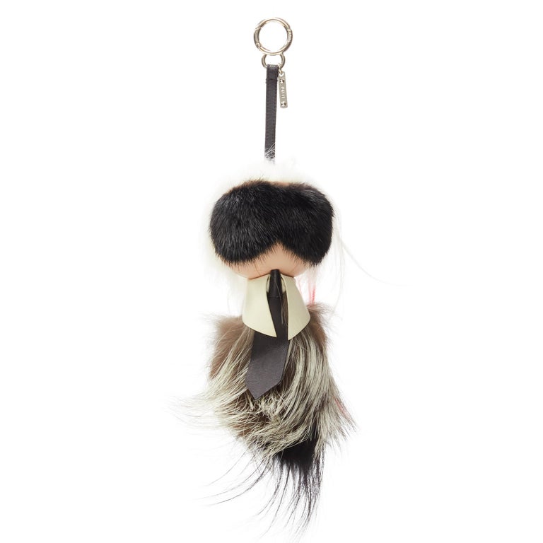 rare FENDI Karlito 2014 Large limited pink mink fox fur bag charm keyring For Sale at 1stDibs
