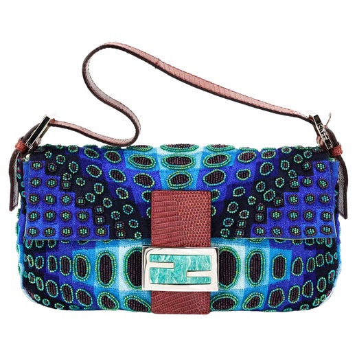 Fendi Baguette Vintage White Glitter Beads Brown Leather For Sale at ...