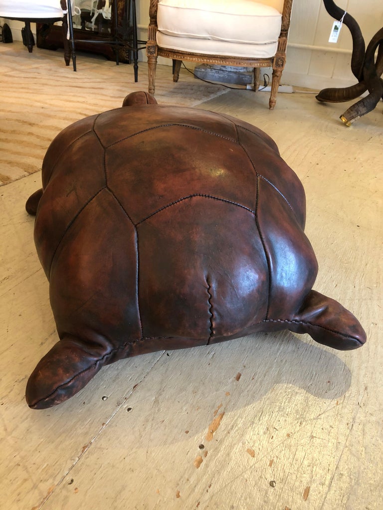 Rare Find Abercrombie and Fitch Large Vintage Leather Turtle Ottoman at ...