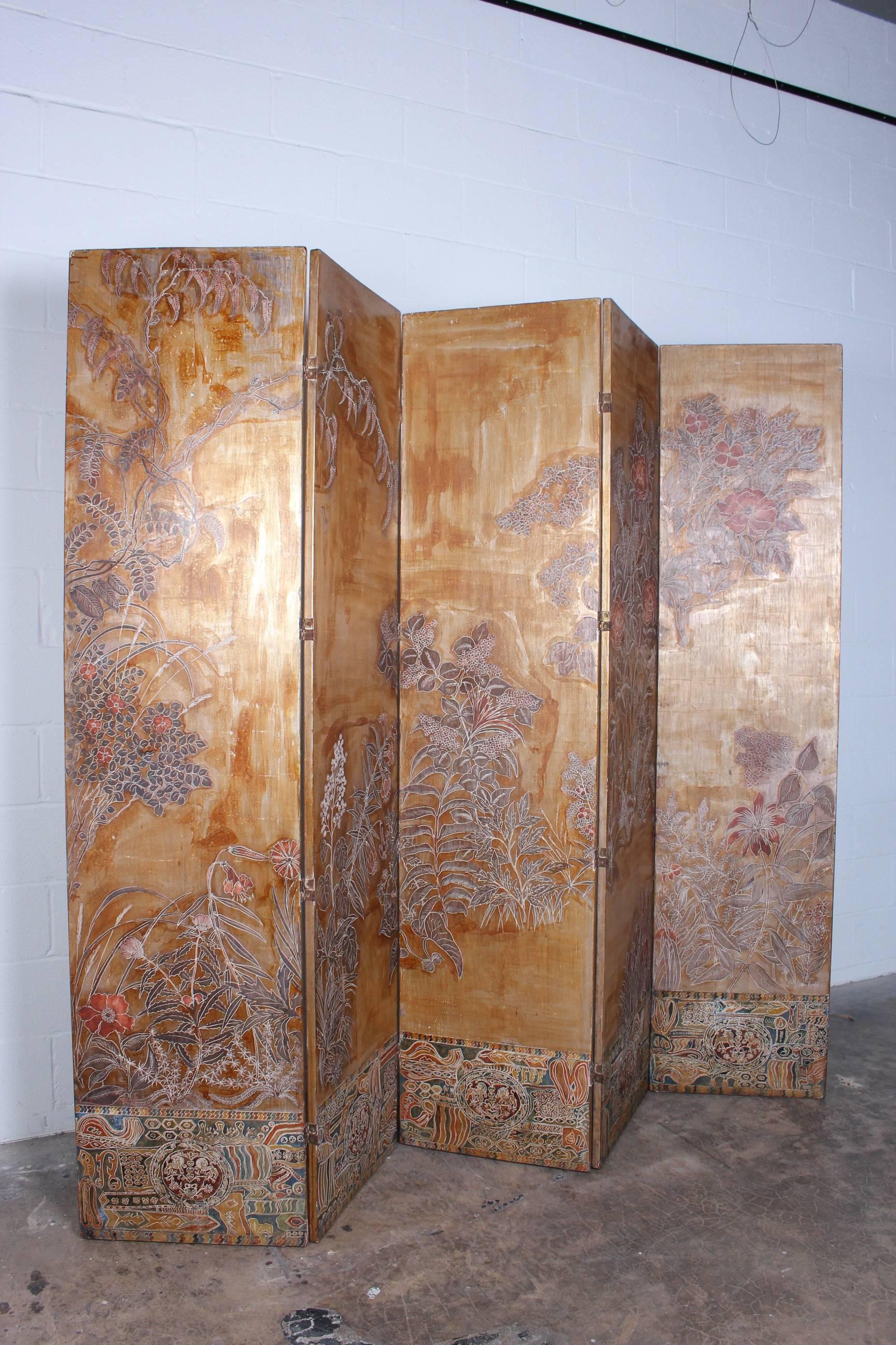 Rare Five-Panel Screen by Max Kuehne at 1stDibs