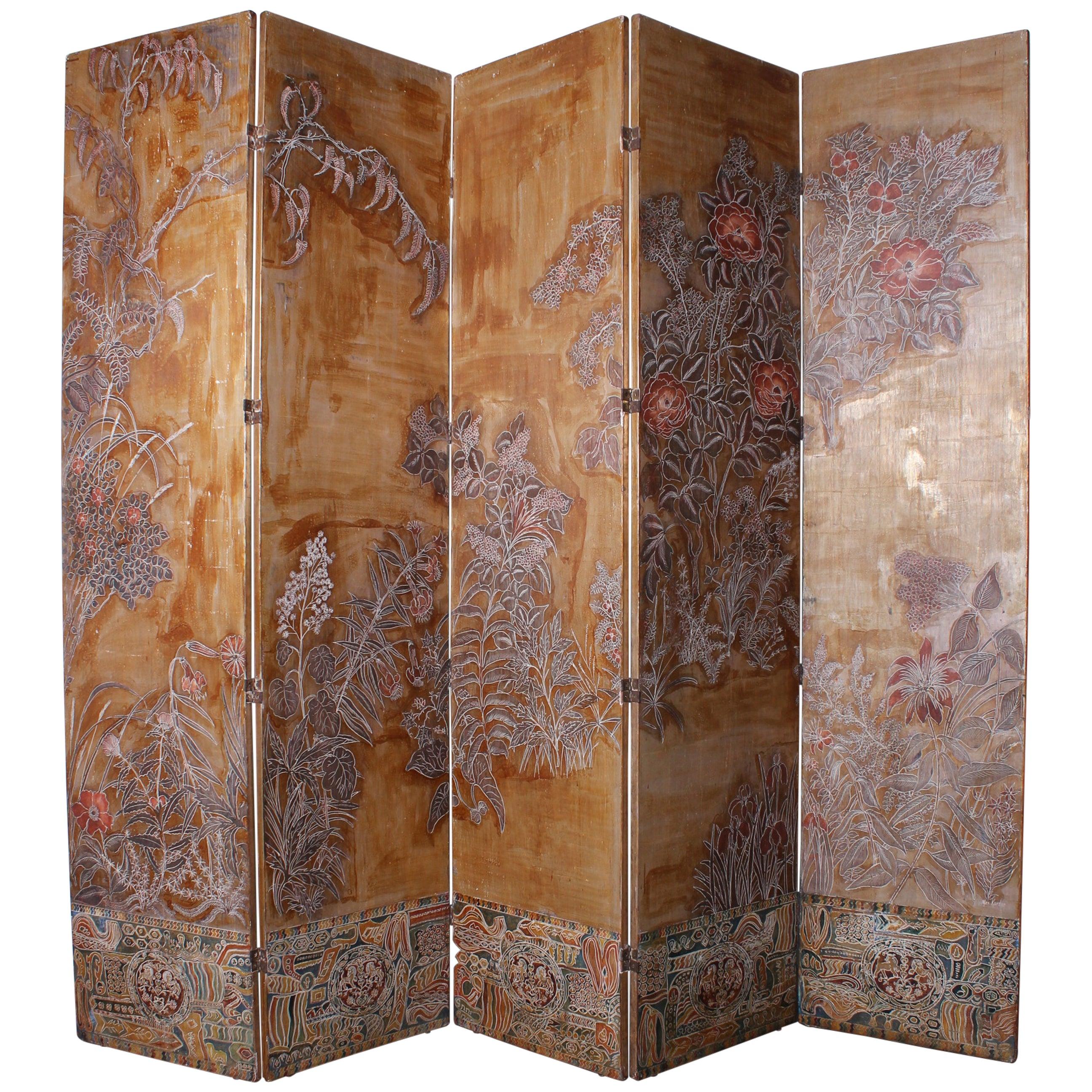 Rare Five-Panel Screen by Max Kuehne at 1stDibs