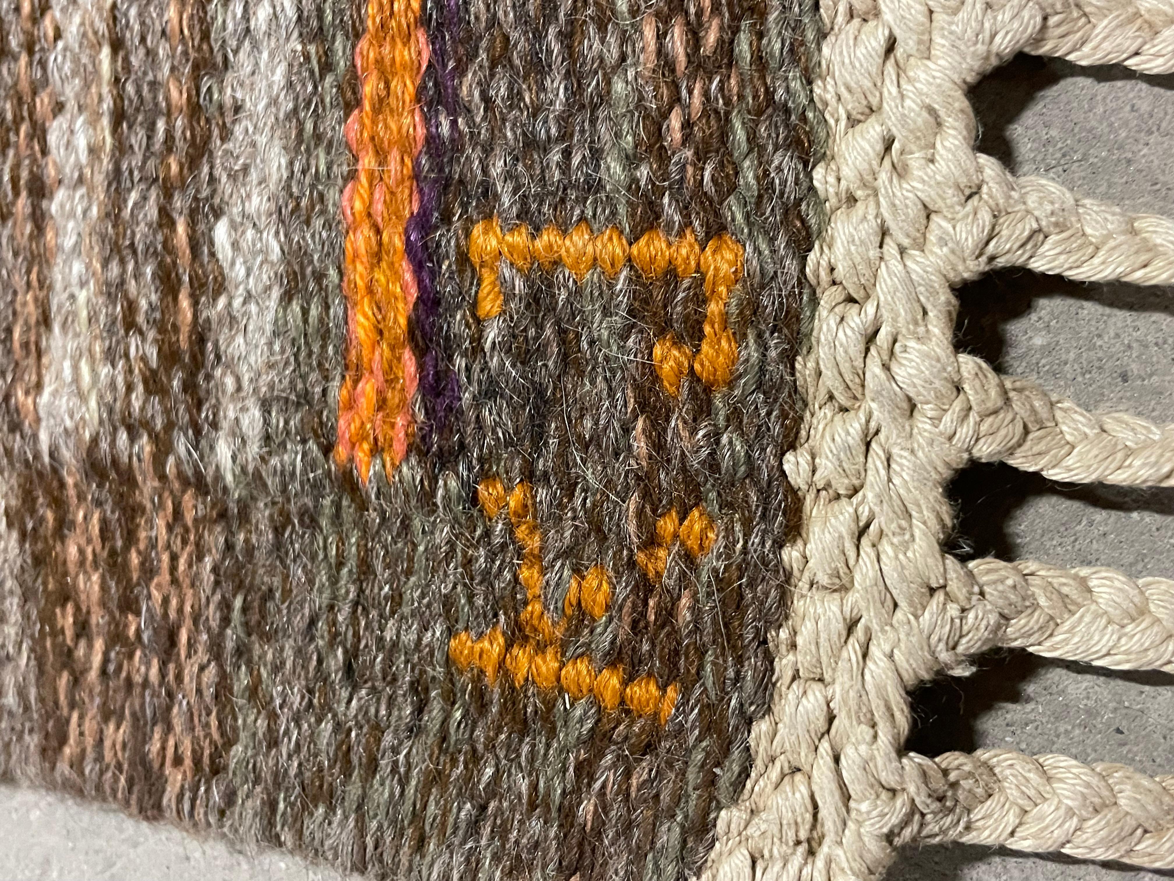 Rare flatweave carpet 'Rött Stim' by Karin Jönsson, Sweden, 1960s For ...