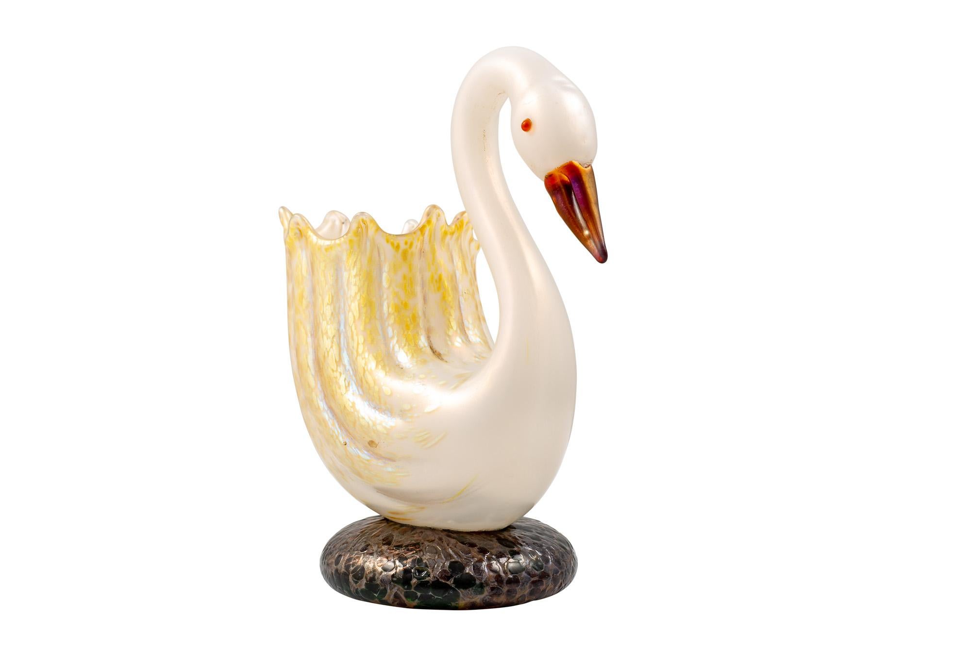 Rare Flower Vase in the Shape of a Swan Loetz, circa 1905 at 1stDibs ...