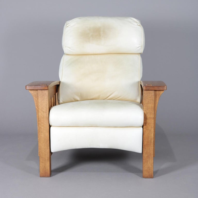 Rare Form Arts and Crafts Stickley Bros, Bow Arm Morris Chair Recliner ...