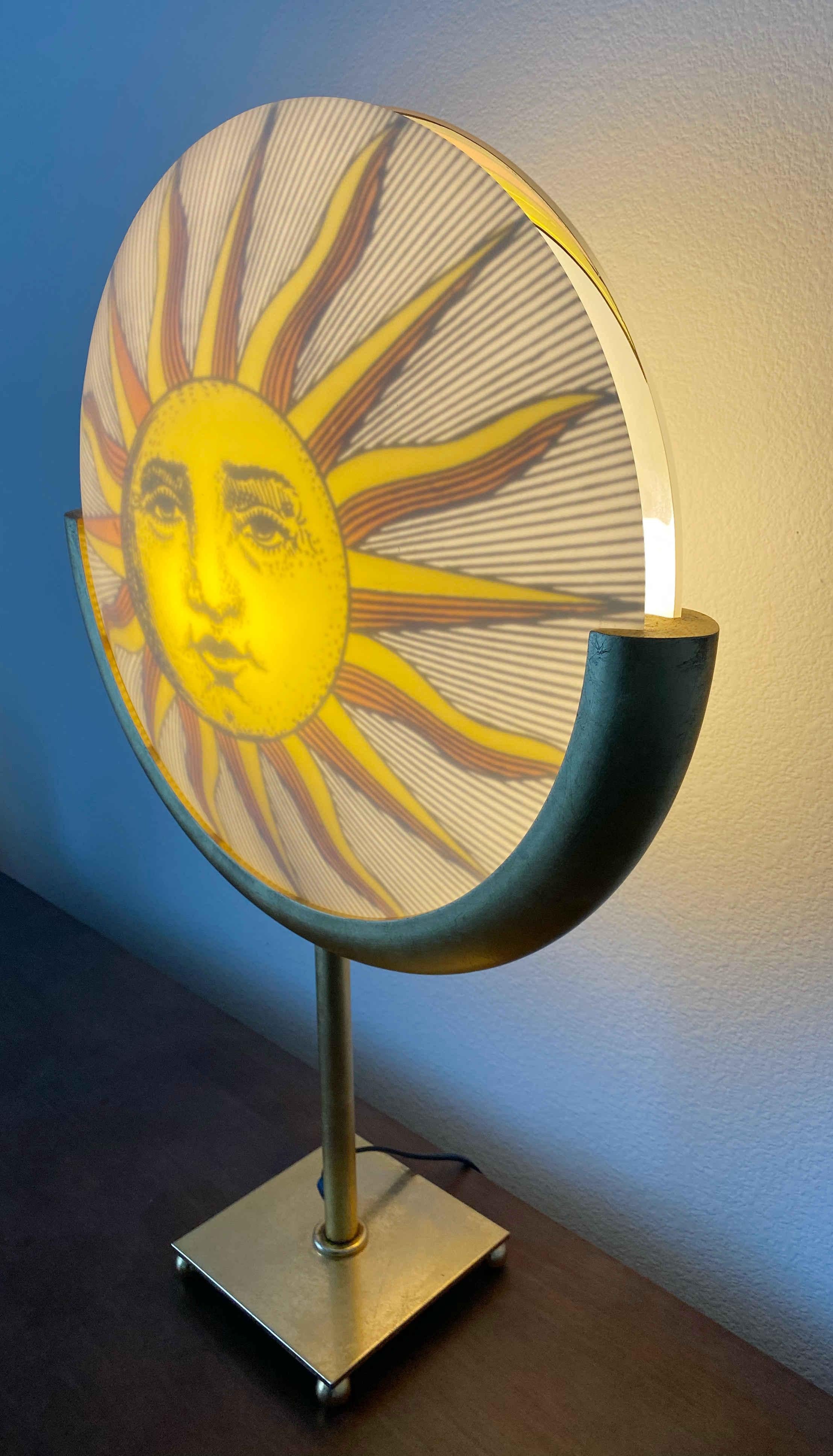 Rare Fornasetti Sun and Moon Table Lamp For Sale at 1stDibs