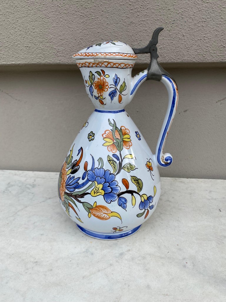 Rare French Faience Pitcher with Lid Rouen Style, Circa 1900 For Sale ...
