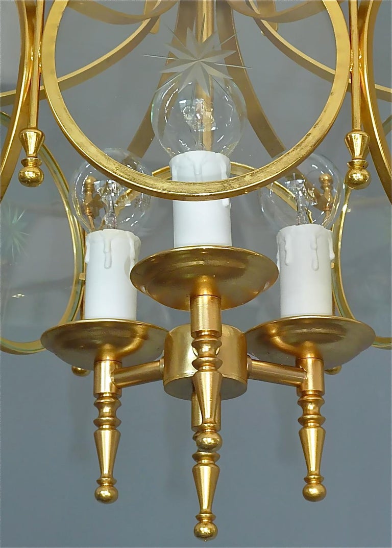 Rare French Maison Jansen Lantern Gilt Brass Crystal Glass 1960 Bagues ...