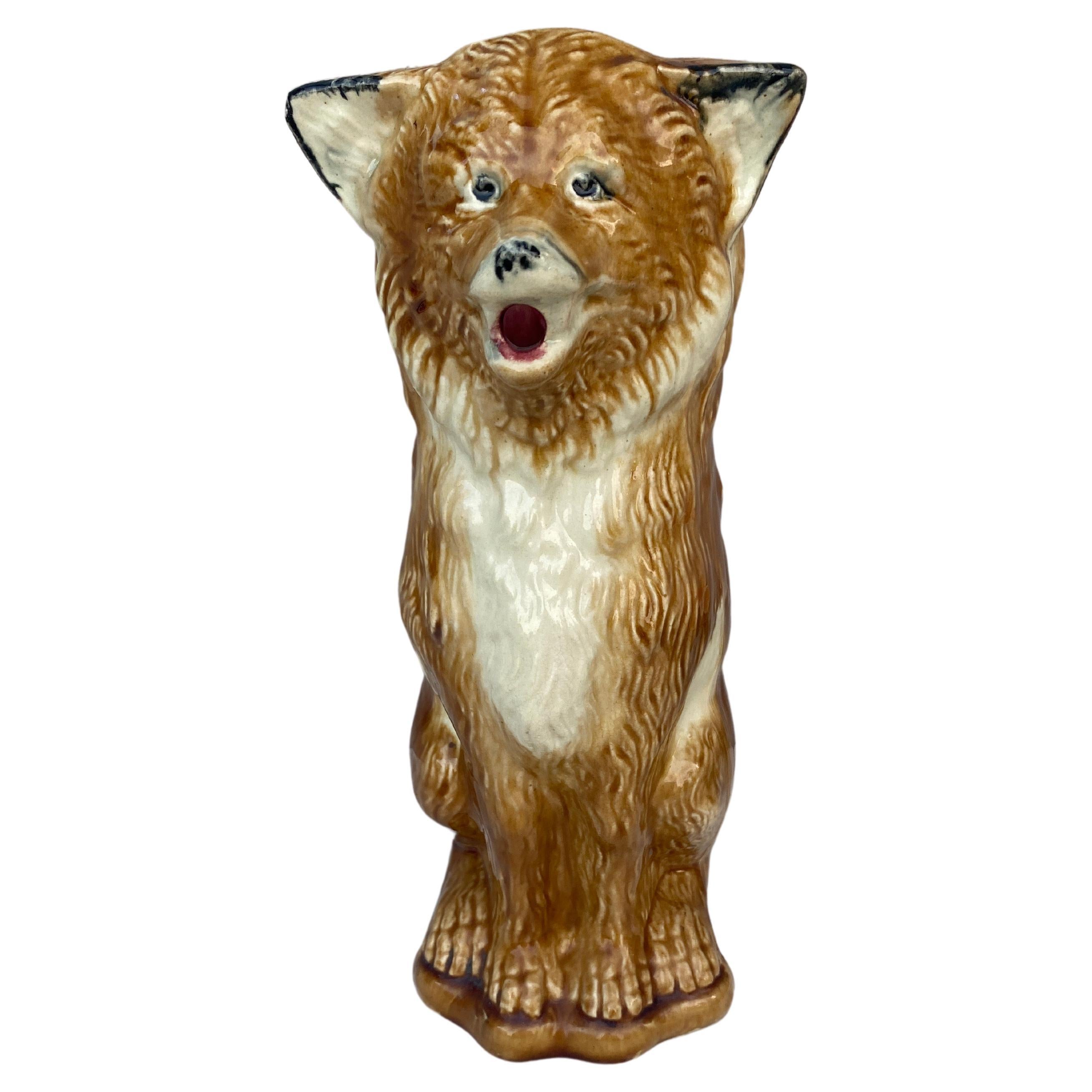Rare French Majolica Fox Pitcher Orchies Foubert , circa 1890 For Sale ...