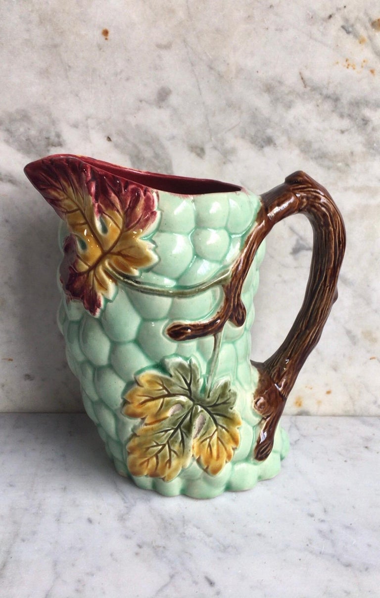 Rare French Majolica Grape Pitcher Orchies, circa 1890 For Sale at 1stDibs