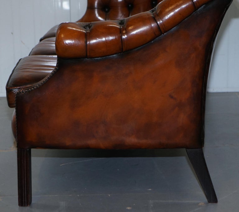 Rare Fully Restored Vintage Cigar Brown Leather Chesterfield Club 3 ...