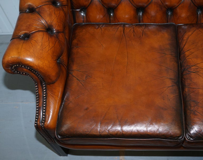 Rare Fully Restored Vintage Cigar Brown Leather Chesterfield Club 3 ...