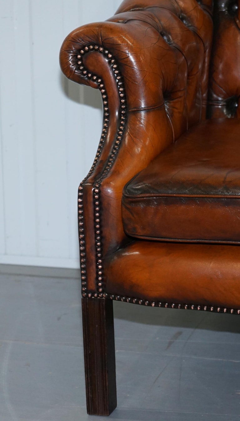 Rare Fully Restored Vintage Cigar Brown Leather Chesterfield Club 3 ...