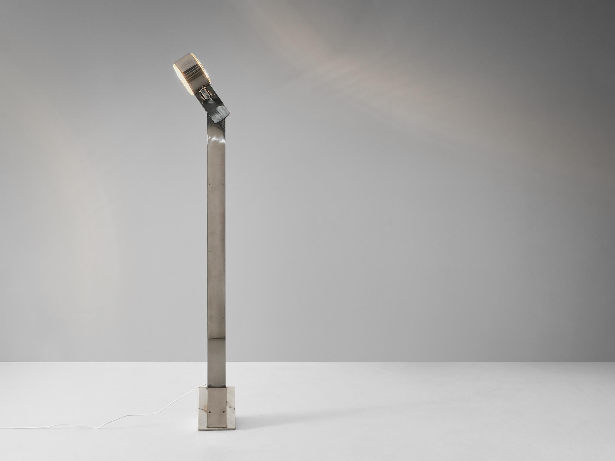 Rare G. Fantinato for Febo Luce 'Faro' Floor Lamp in Steel and Marble ...